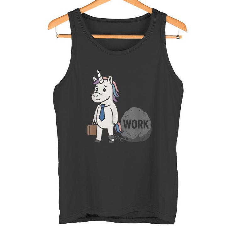 Work Unicorn Chained To Rock Office Humor Burnout Tank Top - Monsterry