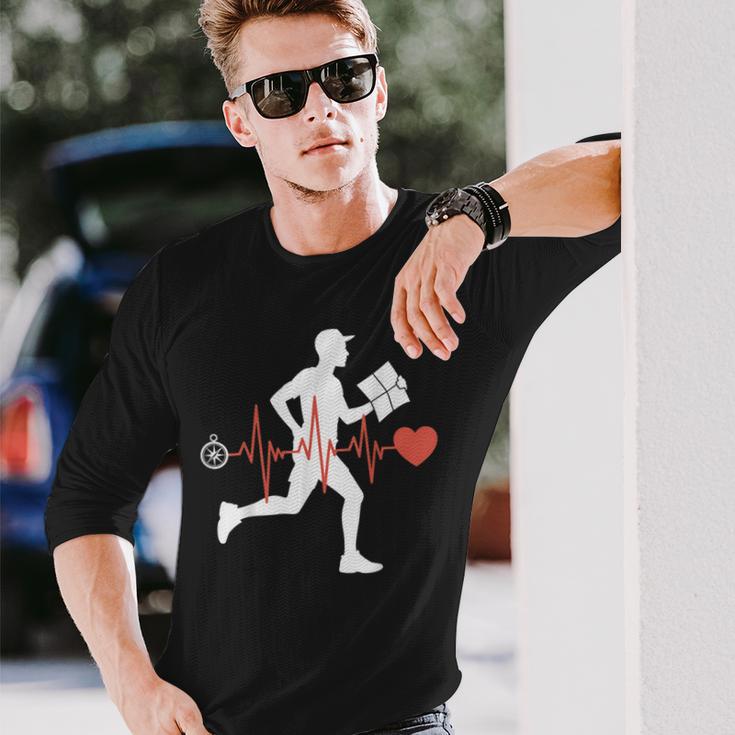 Orienteering Heartbeat EKG Map And Compass Navigation Long Sleeve T ...