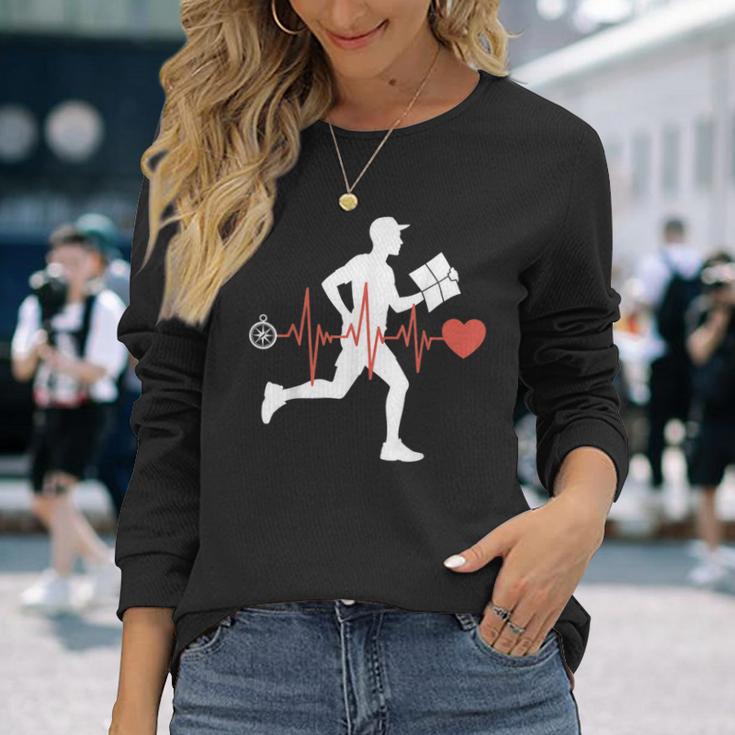 Orienteering Heartbeat EKG Map And Compass Navigation Long Sleeve T ...