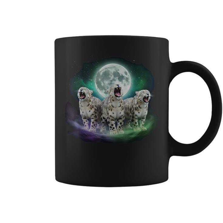 Aesthetic Snow Leopards Animal Howling Moon Wildlife Coffee Mug | Mazezy