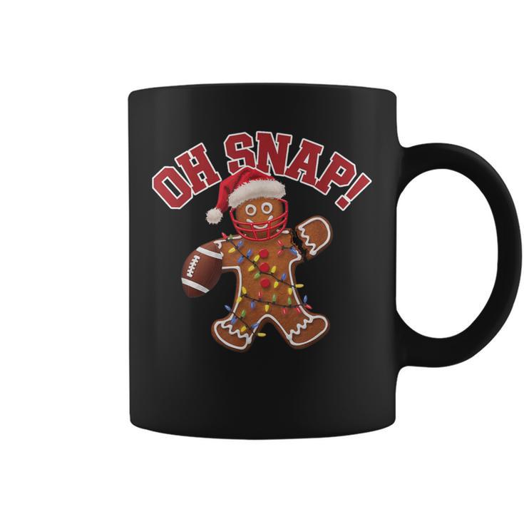 Oh Snap Gingerbread Man American Football Christmas Coffee Mug | Mazezy
