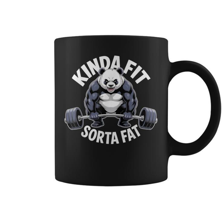Panda Gym Kinda Fit Sorta Fat Workout Chubby Weightlifting Coffee Mug ...