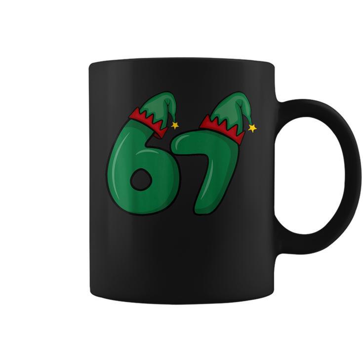 Viral 67 Christmas Elf Hat 6 7 Trend Meme Six Seven Elves Coffee Mug ...