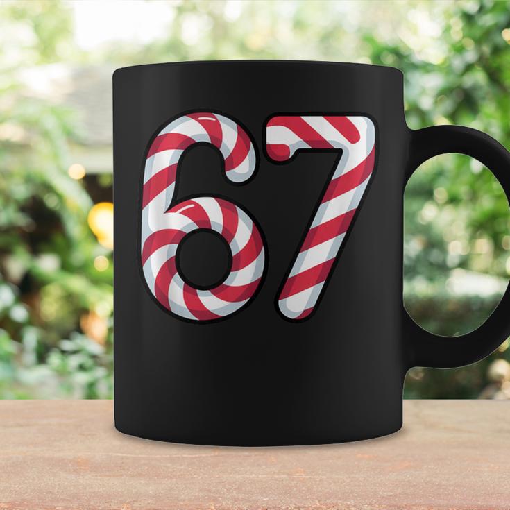 Festive 67 Candy Canes Christmas Six Seven Meme Coffee Mug - Monsterry AU