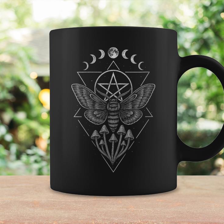 Moth Mushrooms Pentagram Witchcraft Occult Art Moon Phases Coffee Mug ...