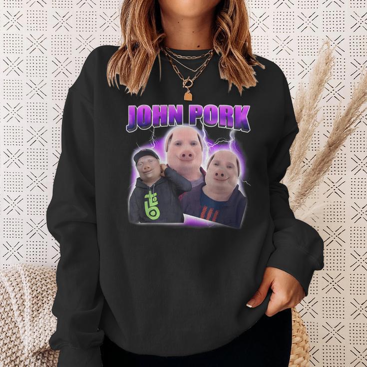 John Pork Dank Meme Brainrot Unhinged Internet Meme Sweatshirt - Monsterry