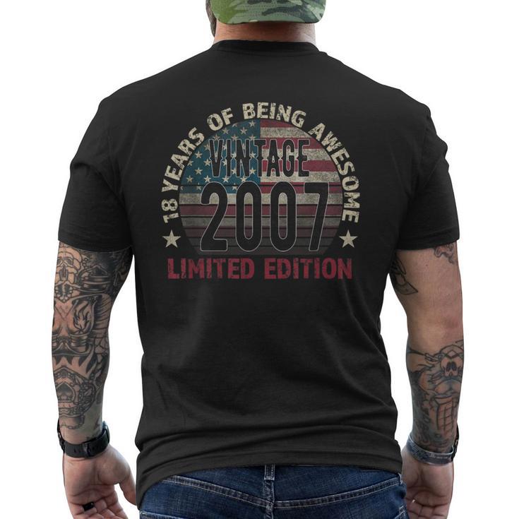 18Th Birthday Vintage Born 2007 Turning 18 Year Old Men's T-shirt Back ...