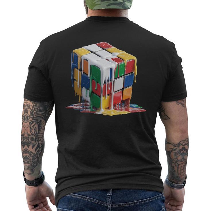 Melting Puzzle Cube Retro Speed Cubing 80's Graphic Men's Back Print T ...