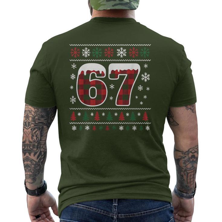 67 Six Seven Meme Brainrot Cringe Christmas Pajamas Men's T-shirt Back ...