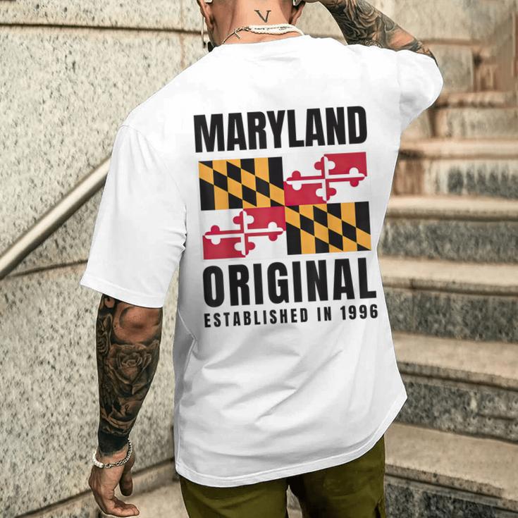 Maryland Original 1996 Md State Flag Men's Back Print T-Shirt | Mazezy