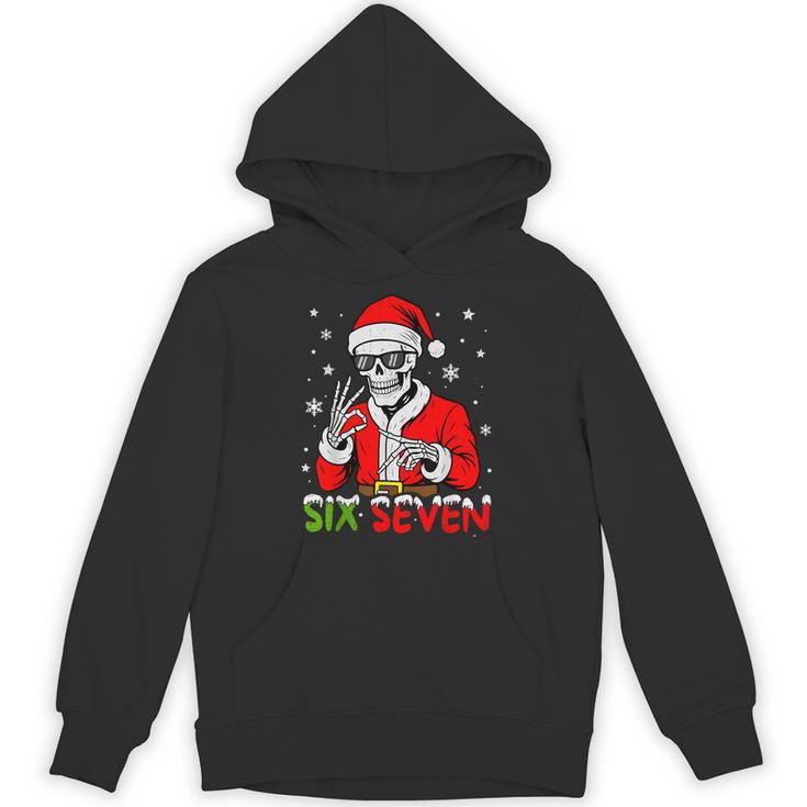 67 Meme Six Seven Skeleton Santa Christmas Gen Z Slang Hoodie - Monsterry