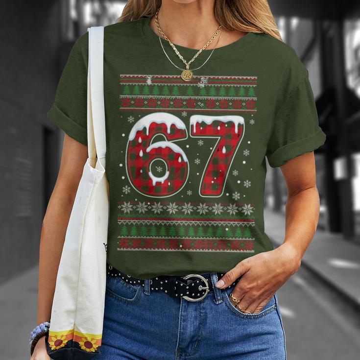 Festive Plaid Holiday Cheer 67 Six Seven Christmas 67 Meme T-Shirt ...