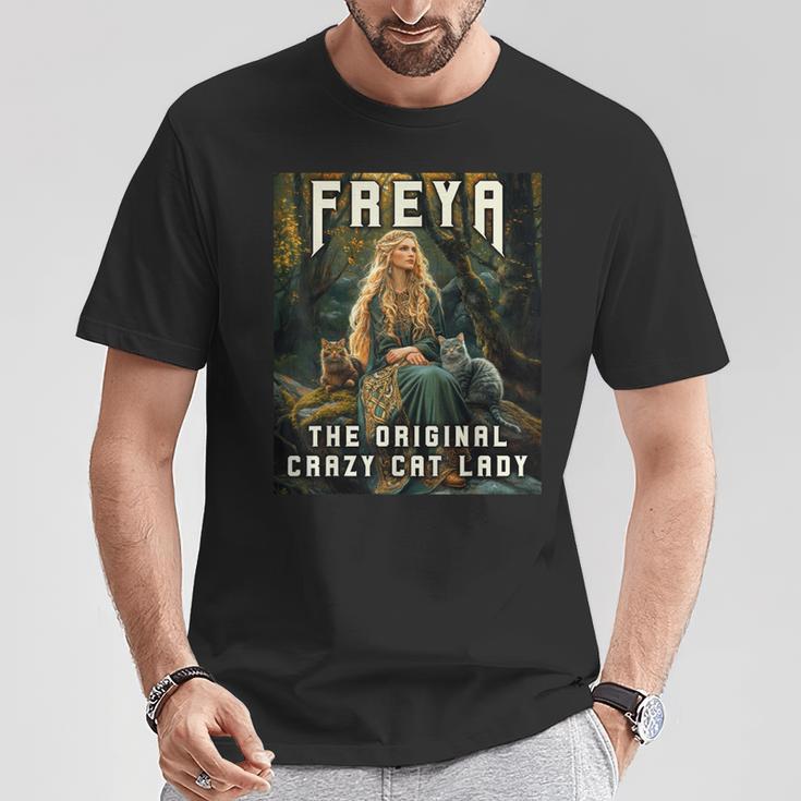 Freya The Original Crazy Cat Lady Norse Meme T-Shirt - Monsterry