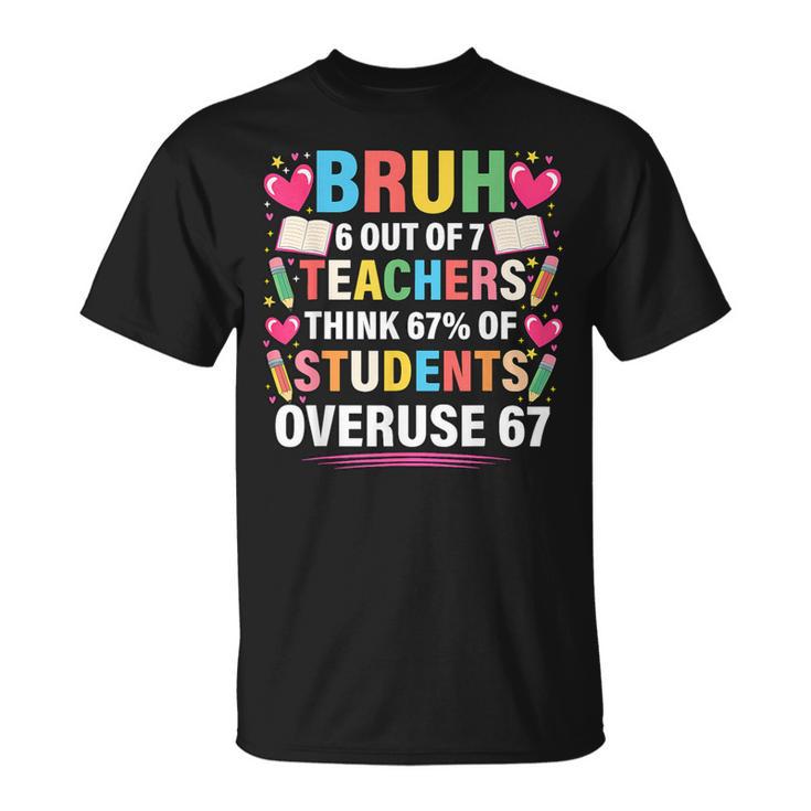 6 Out Of 7 Teachers Think 67 Of Students Overuse 67 Meme T-Shirt | Mazezy