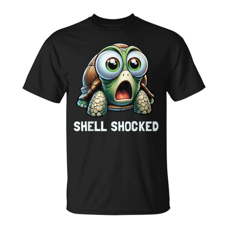 Turtle Pun Shell Shocked Turtle Lover Graphic T-Shirt | Mazezy