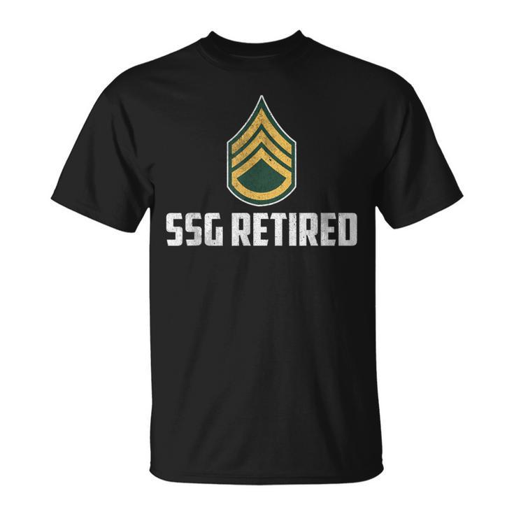 Retired E-6 Staff Sergeant SSG Rank Insignia Veteran Papa T-Shirt | Mazezy