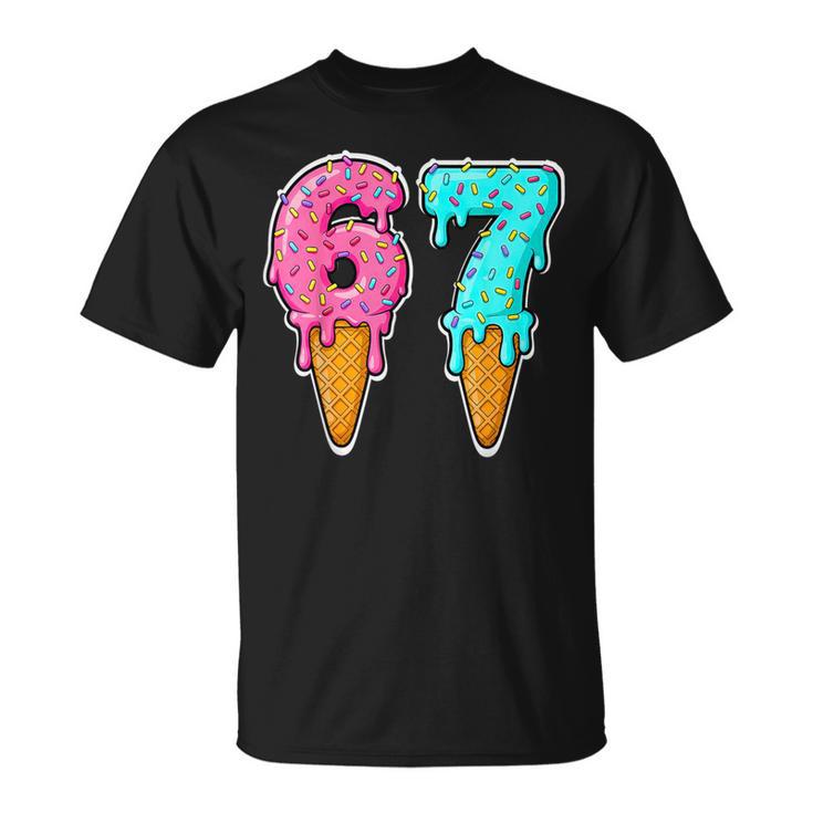 Six Seven Ice Cream Drip Gen Alpha Slang 6 7 Trending Meme T-Shirt ...
