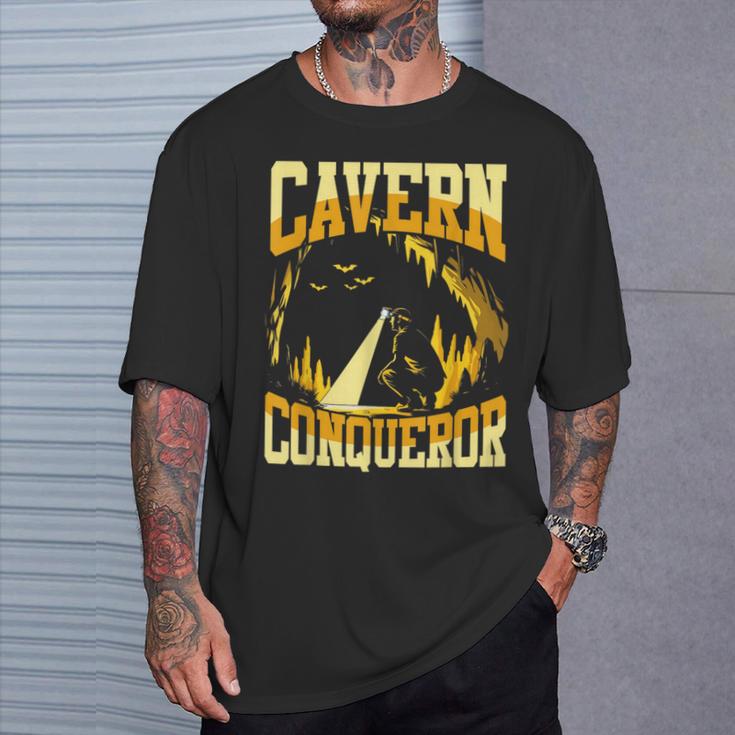 Caving Spelunking Cave Explorer Cavern Conqueror T-Shirt | Mazezy