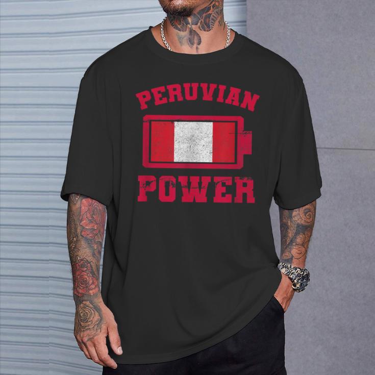 Peru Flag Day Perú Battery Peruvian Power T-Shirt | Mazezy