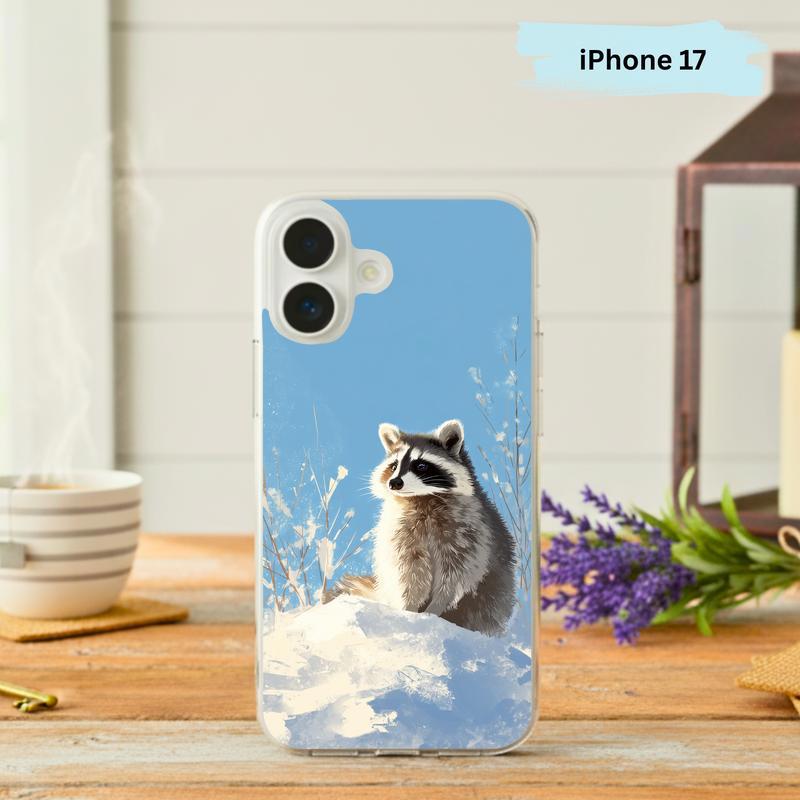 Snowy Hilltop Winter Raccoon Phone Case iPhone - Raccsy
