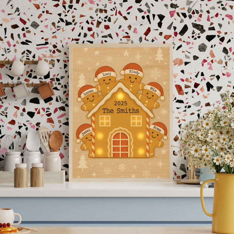 Personalized Gingerbread House Family Canvas - Custom Family Name ...