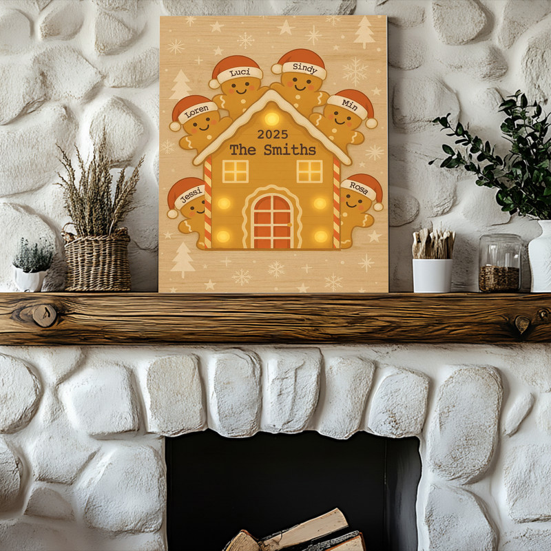Personalized Gingerbread House Family Canvas - Custom Family Name ...