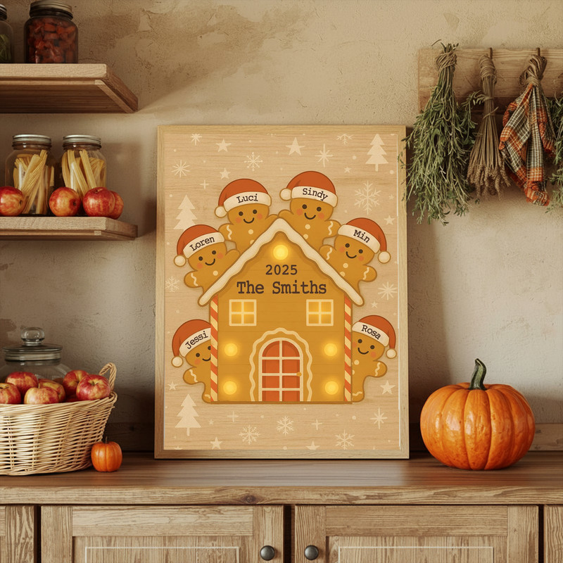 Personalized Gingerbread House Family Canvas - Custom Family Name ...