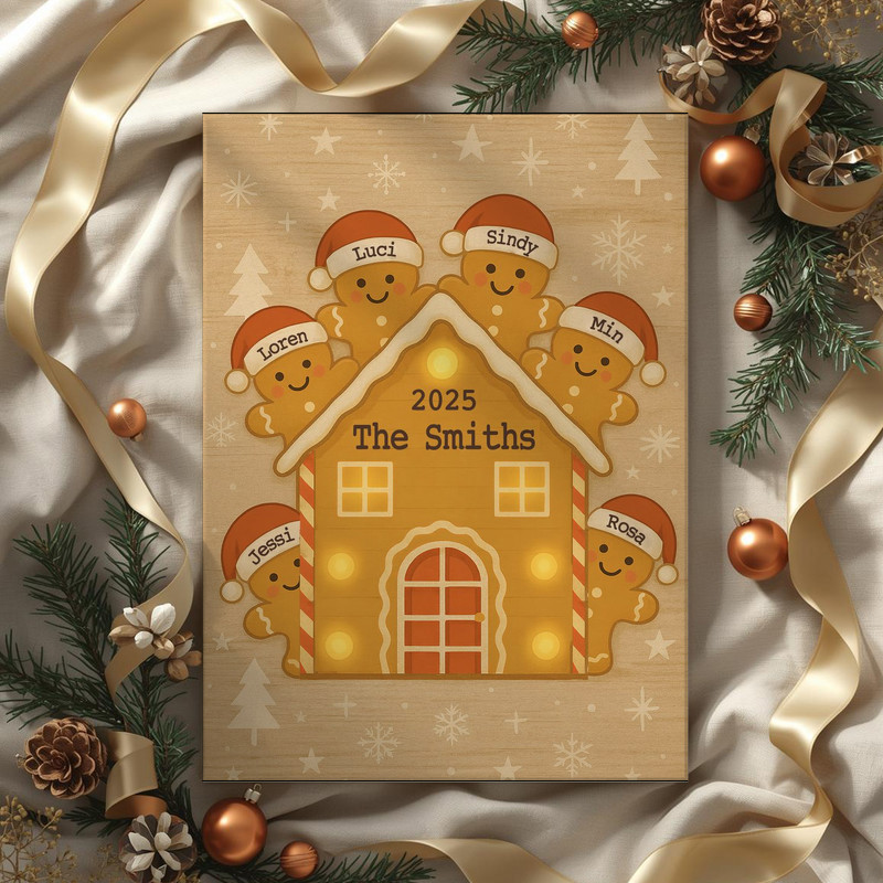 Personalized Gingerbread House Family Canvas - Custom Family Name ...