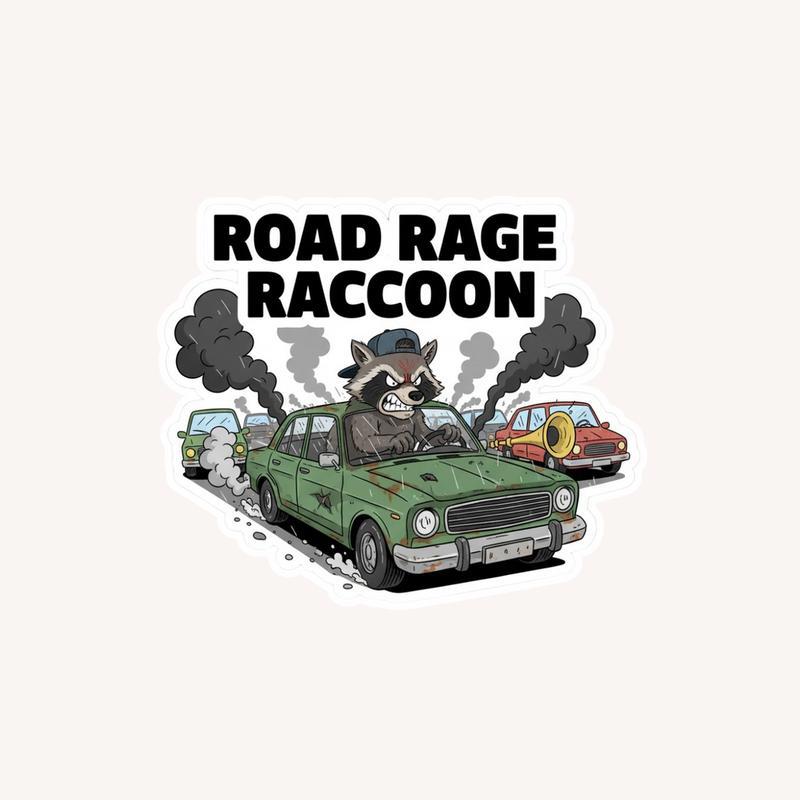 Kawaii Angry Raccoon Road Rage Meme Sticker - Raccsy