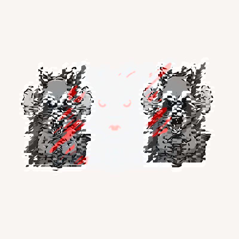Kawaii Angry Raccoon Road Rage Meme Sticker - Raccsy