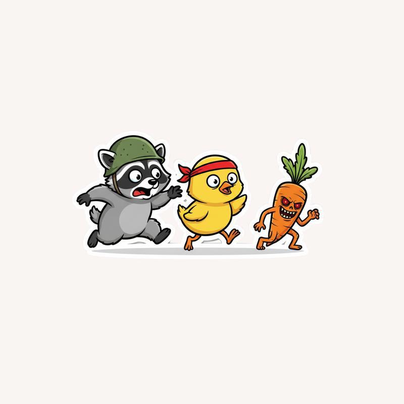 Chicken Raccoon Zombie Apocalypse Duo Sticker - Raccsy