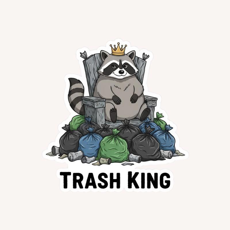 Feral Raccoon Trash King Throne Sticker - Raccsy