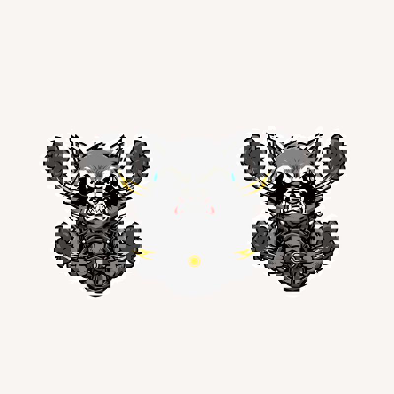 Kawaii Angry Raccoon Road Rage Meme Sticker - Raccsy