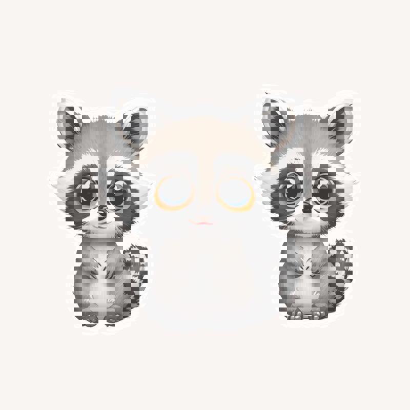 Kawaii Sad Raccoon Baby Sticker - Raccsy