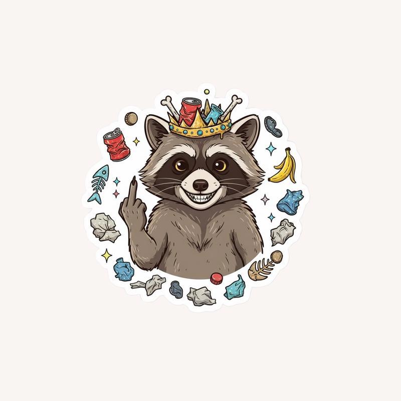 Trash Raccoon Middle Finger Sticker - Raccsy